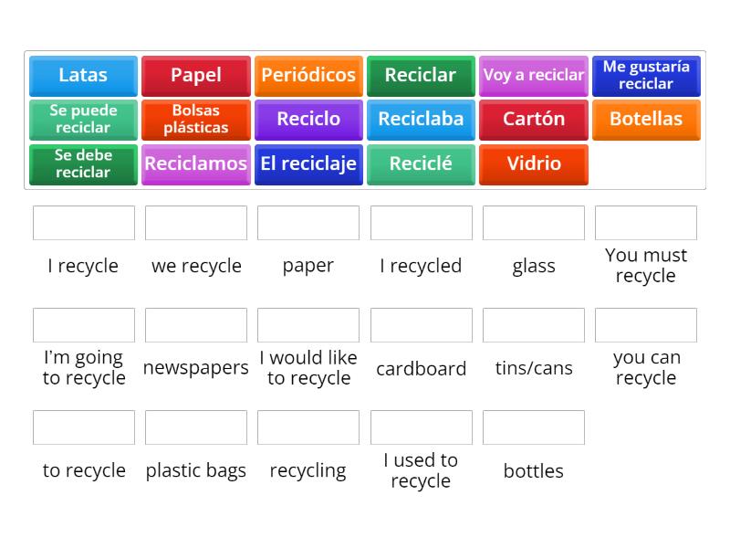 Y9 Spanish - reciclar - Match up