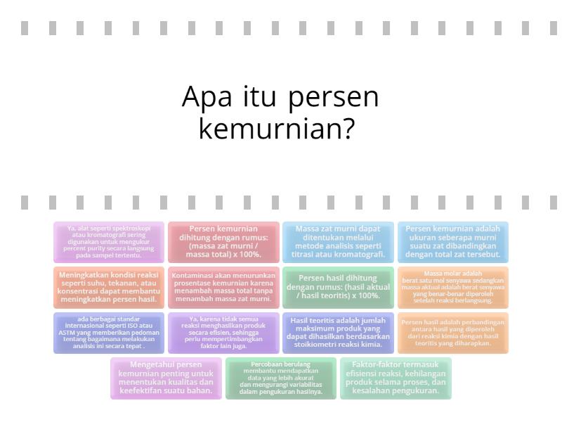 Game Persen Kemurnian dan Persen Hasil - Find the match