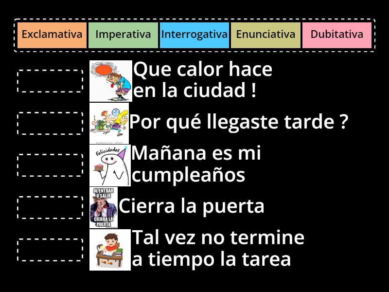 Tipos de oraciones - Match up