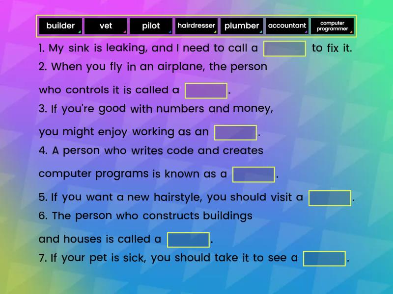 Roadmap A2+ Unit 5A Jobs - Complete the sentence