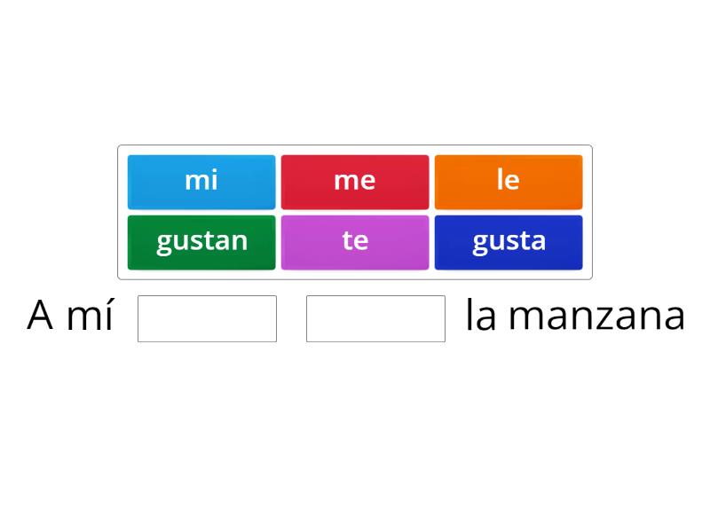 El verbo gustar y el pronombre de OI - คำที่ขาดหายไป