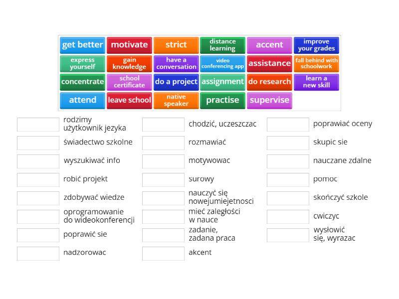 School Vocabulary 1 - Match up