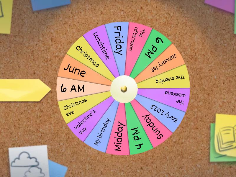 PREPOSITION OF TIME: WHAT DO YOU DO? - Spin the wheel