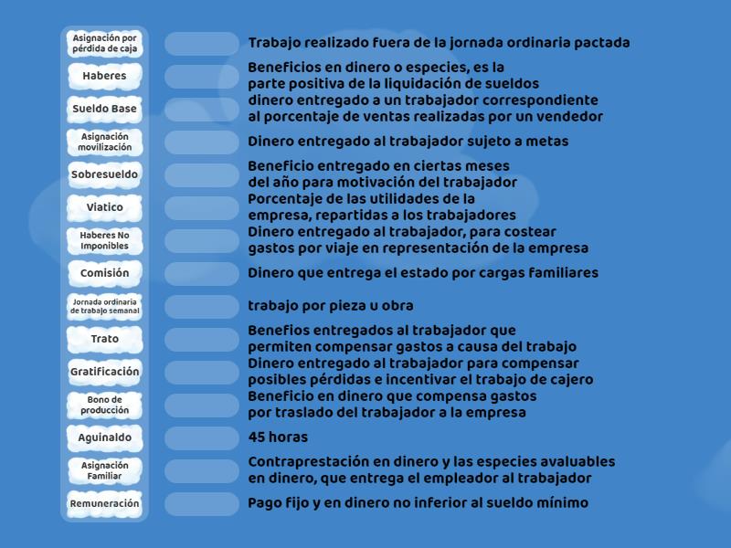 Repaso conceptos contables - Match up
