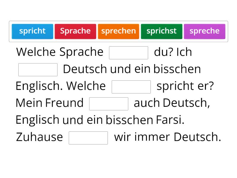 Das Verb 'sprechen' - Konjugation - Missing word