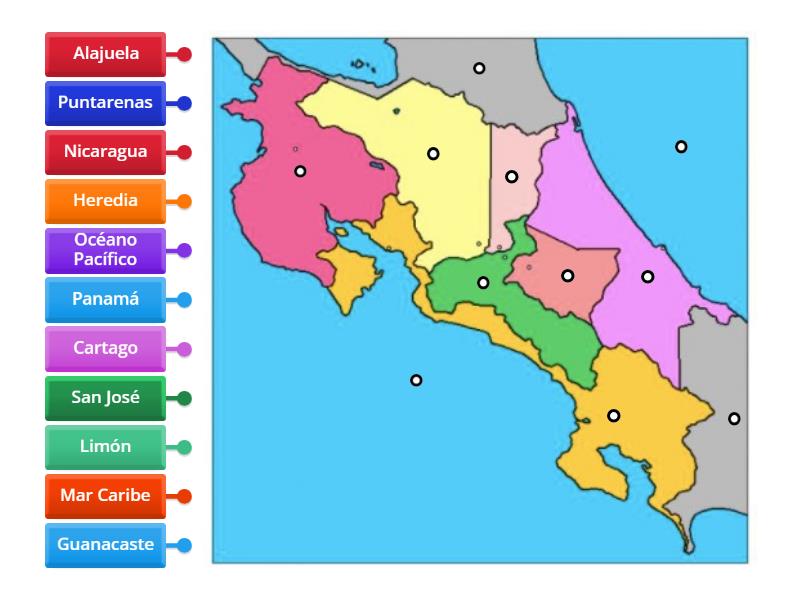 Provincias de Costa Rica - Labelled diagram