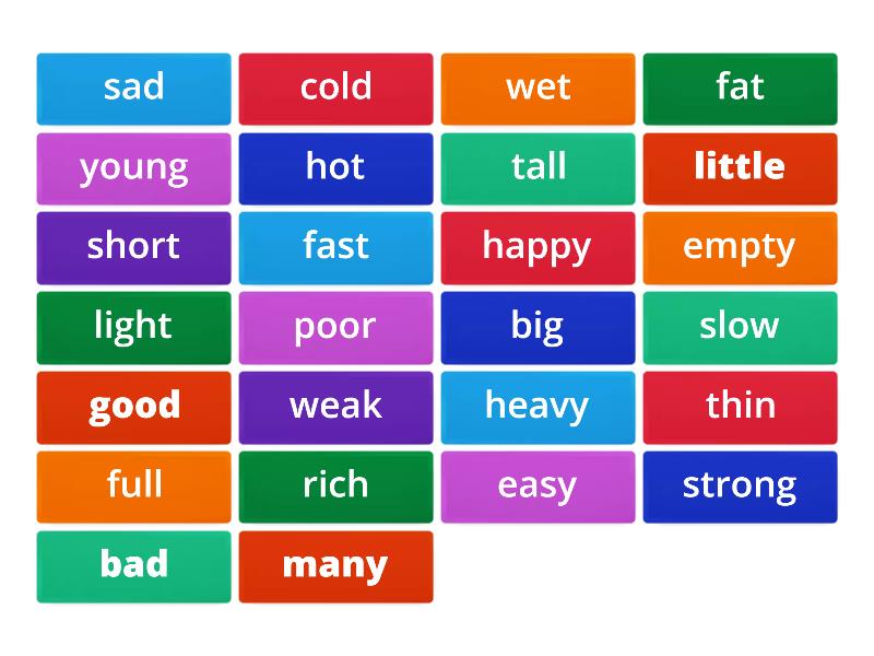 Comparative and superlative adjectives - Flip tiles