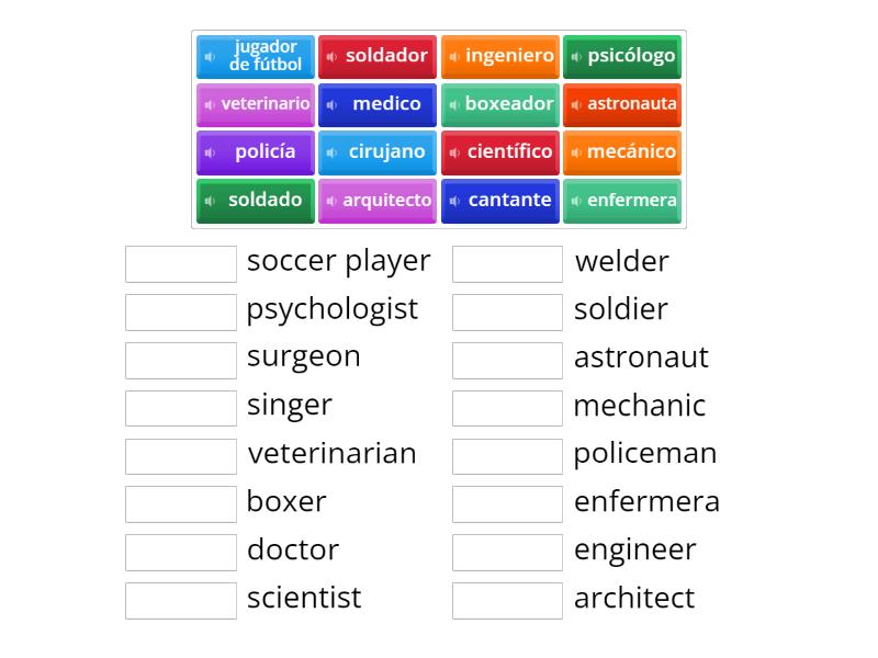 PROFESSIONS in SPANISH - Match up