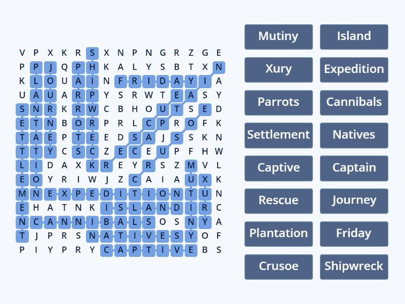 Robinson Crusoe-word search - Wordsearch