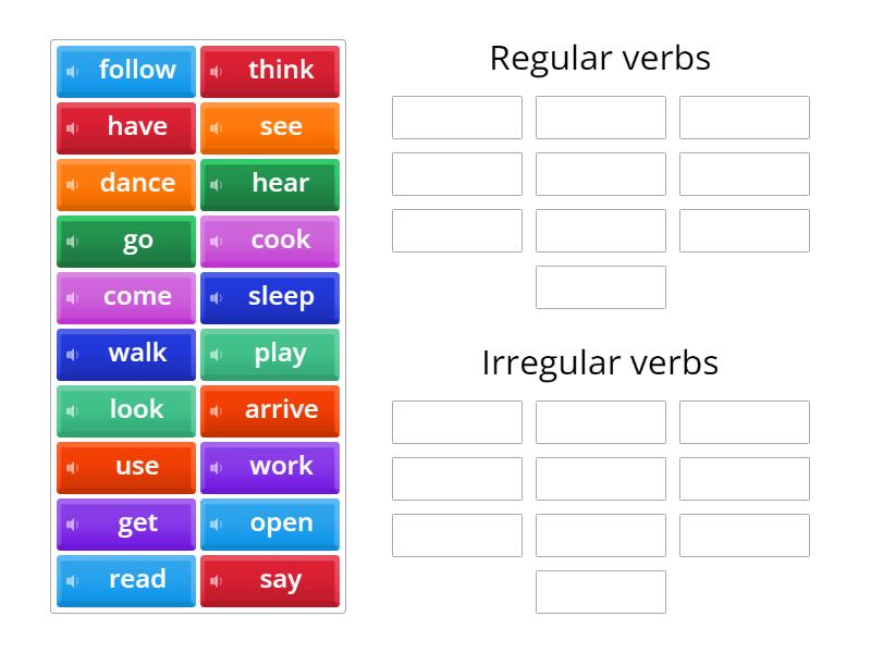 Regular/irregular verbs Elem 8a - Group sort