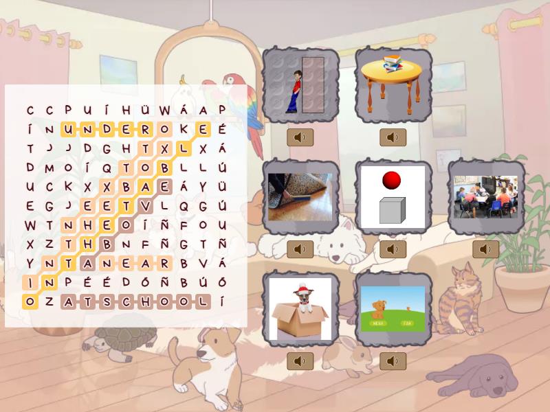 Prepositions of place - Sopa de letras