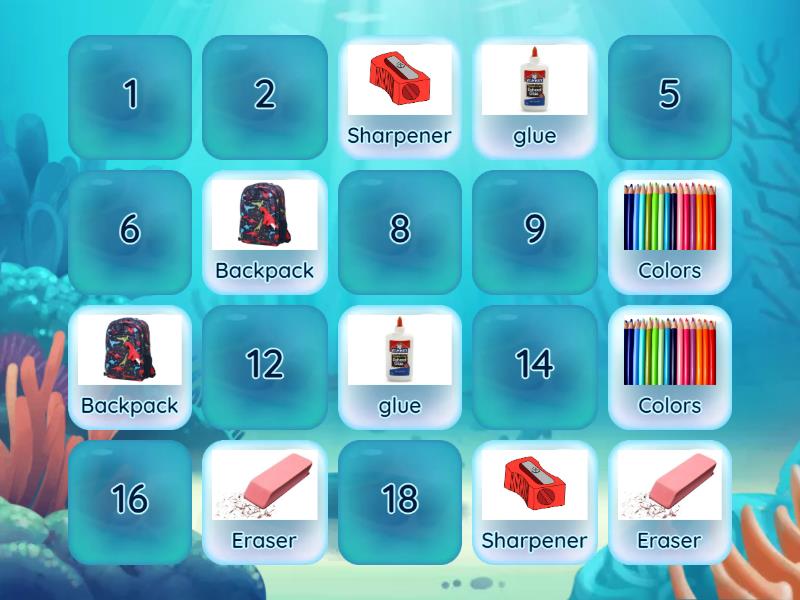 Find the pair for each school supply - Matching pairs