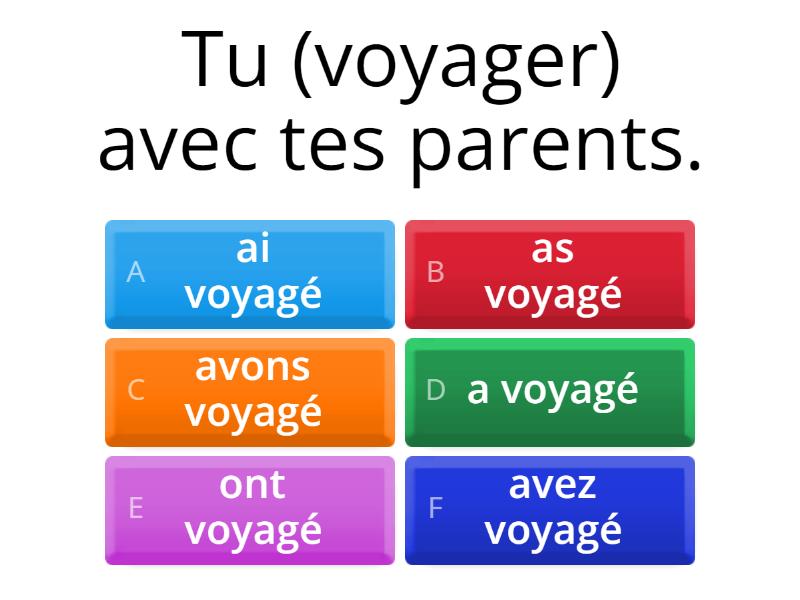 Le Passé composé avec l'auxiliaire Avoir: Choisissez l'alternative ...