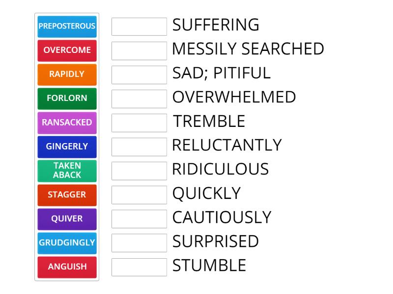 Synonym Pair Matching Game - Match up