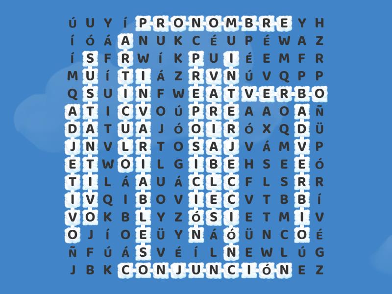 Partes de la Oración - Sopa de letras