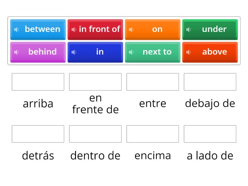 Prepositions of position (Spanish) - Match up