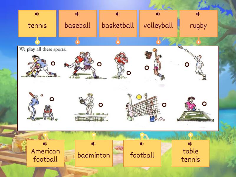 Sport activities - Labelled diagram