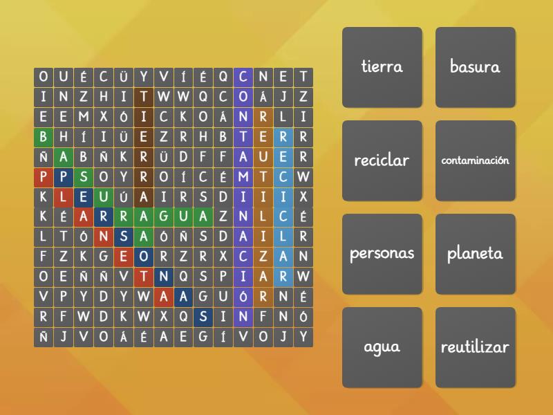 Cuidemos nuestro planeta - Sopa de letras
