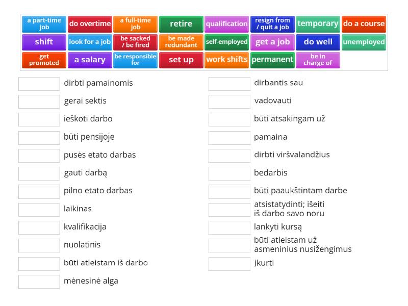English File Intermediate 8B Work - Match up