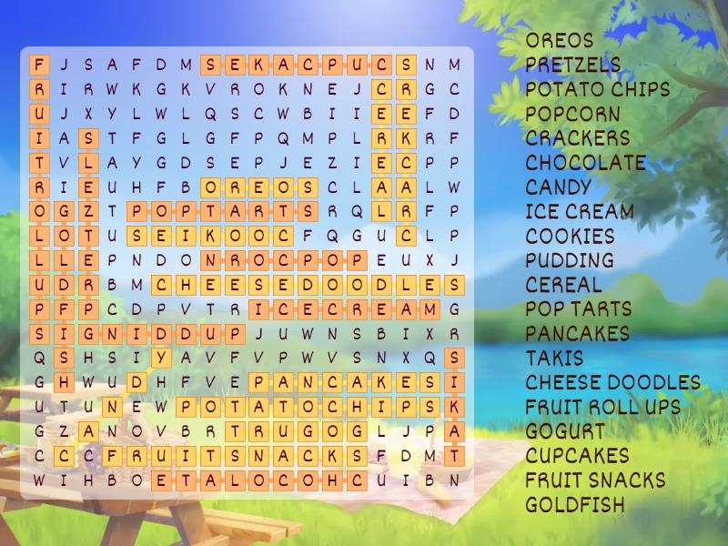 Food & Snacks - Wordsearch