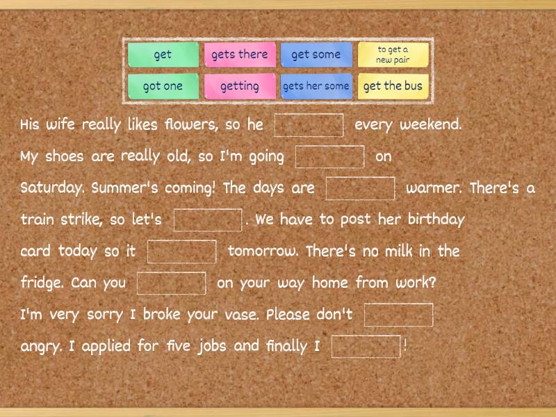 expressions with get - Complete the sentence