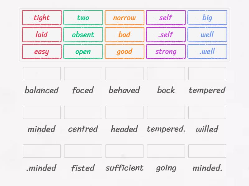 compound adjectived upper 1B - Match up