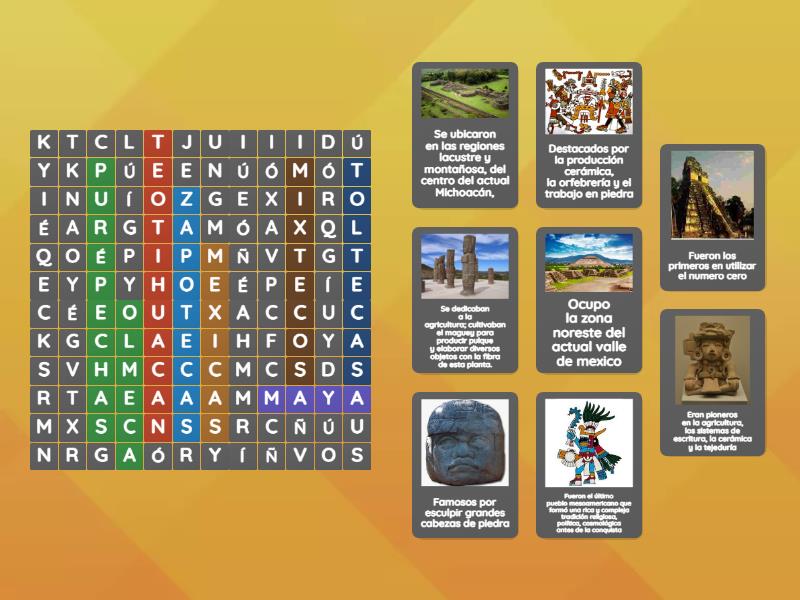 Sopa mesoamericana - Sopa de letras