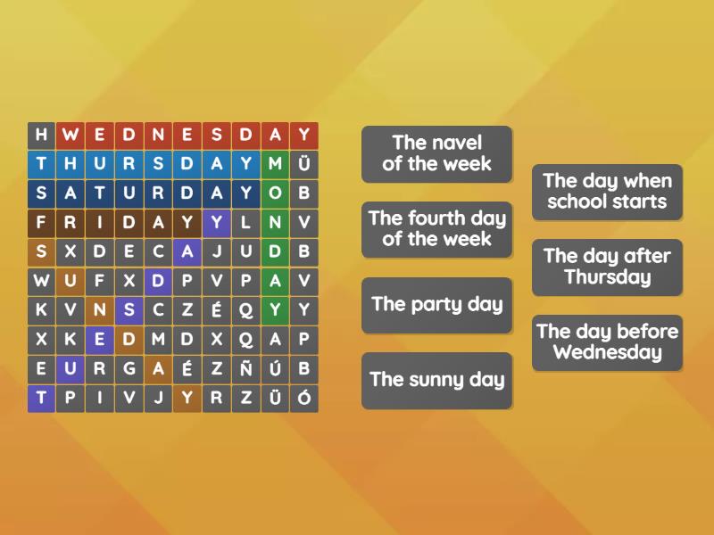 Days of the week - Wordsearch