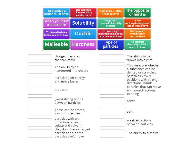 CB1.4 Properties of solids - Match up