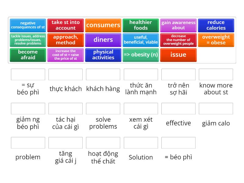 TOPIC: HEALTH - Match up