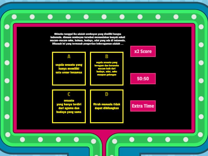 latihan soal ppkn kelas 7 (bab 4 dan 5) kelas 7C - Gameshow quiz
