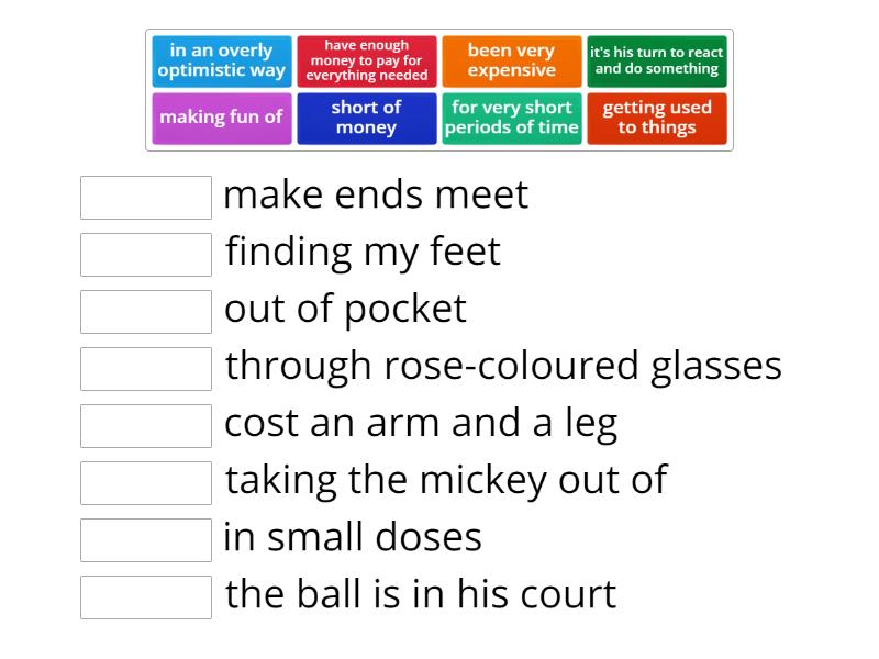 Outcomes Upper-Intermediate Unit 6 Idioms - Match up