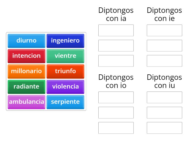 Diptongos con i: ia, ie, io, iu - Group sort