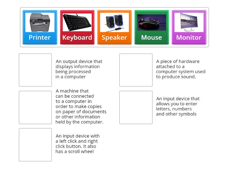 Matching Activity on computer parts - Match up