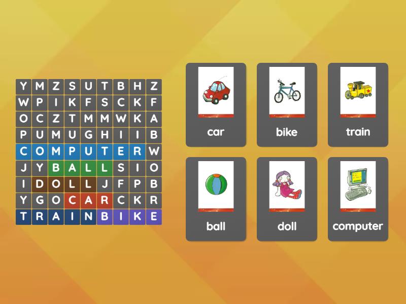 Kid's box 1. Unit 3. Favourite toys. (Anagram) - Wordsearch