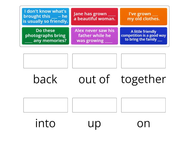 phrasal verbs grow bring EGE - Match up