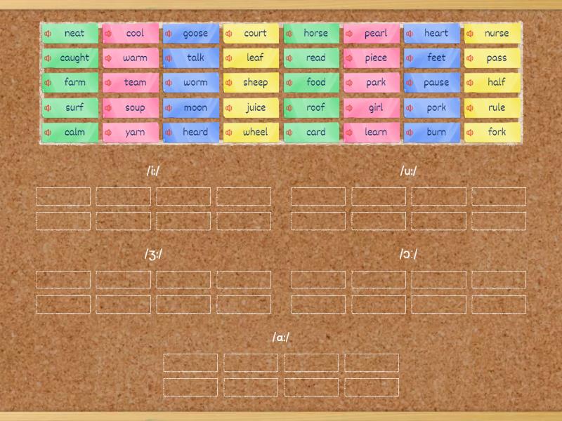 Vowel Phoneme Identification Level 2 - Long Vowels - Group sort