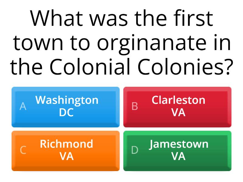 History of the Colonies. - Quiz