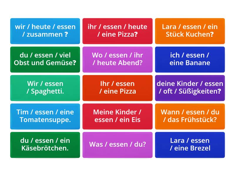 Verb "essen" Konjugation - Flip tiles