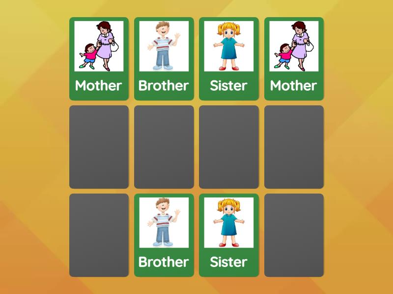 Family Members memory game - Matching pairs