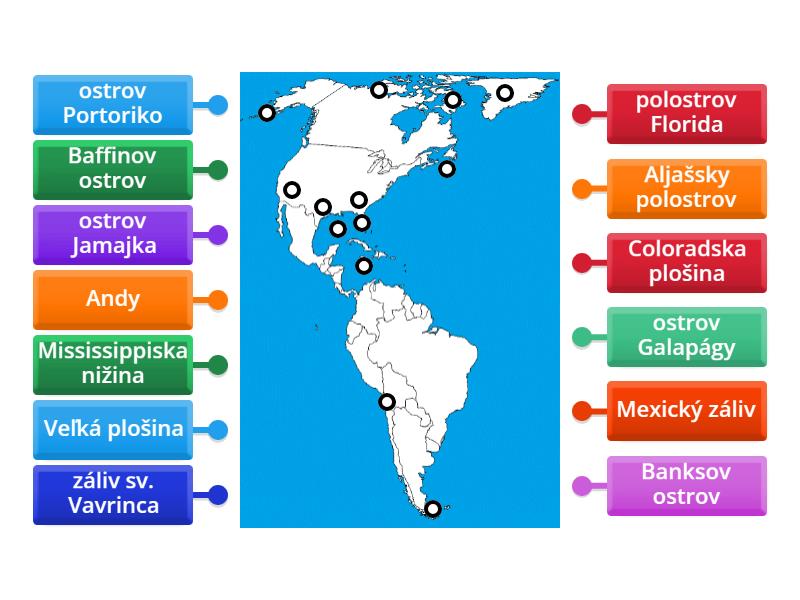 Slepá mapa Ameriky - Labelled diagram