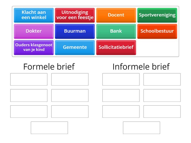 Informele en formele brieven - Group sort