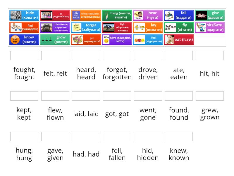 Irregular verbs 2 drive-lay - Match up
