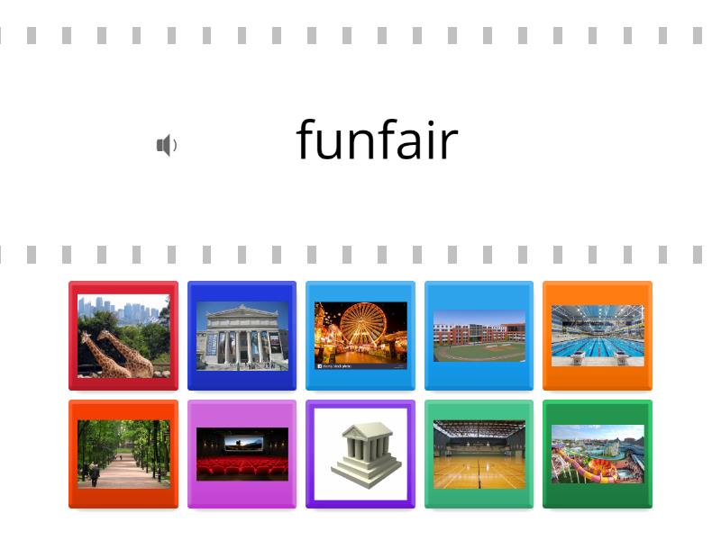 Fun places in the town Bugs Team 2, unit 6 - Find the match