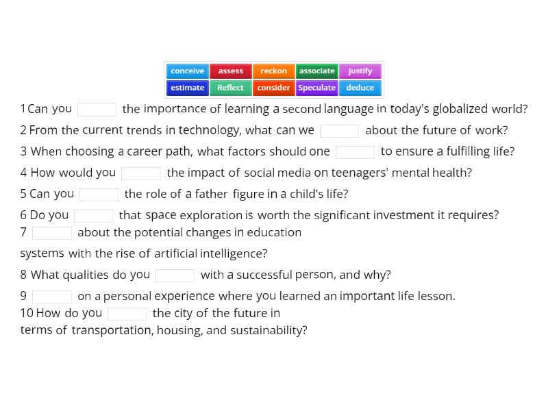 Complete and Answer (Verbs of Thinking 1) - Missing word