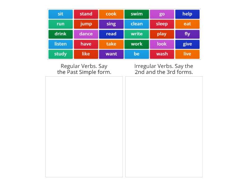 Verbs Regular Irregular Part 1 - Categorize