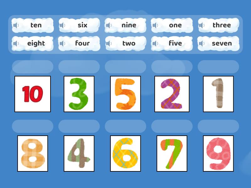 Number words and numbers, with sound (1-10) - Match up