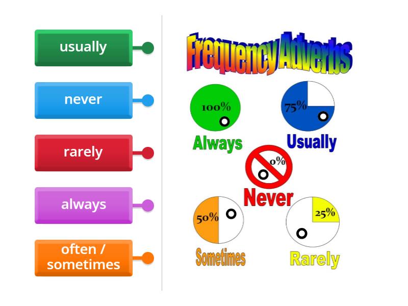 Adverbs of frequency - Labelled diagram