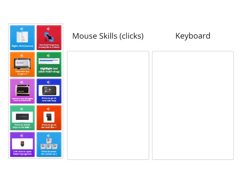 Mouse clicks vs Keyboard Sorting Game - Categorize