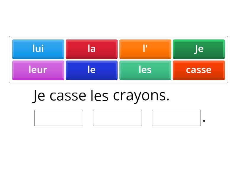 Pronoms le / la / les / l' / lui / leur --> remplir les tirets ...